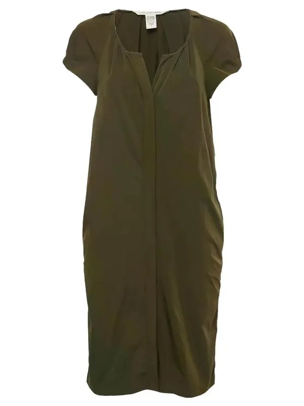 Diane Von Furstenberg Vintage Pleated A-line Dress - Green