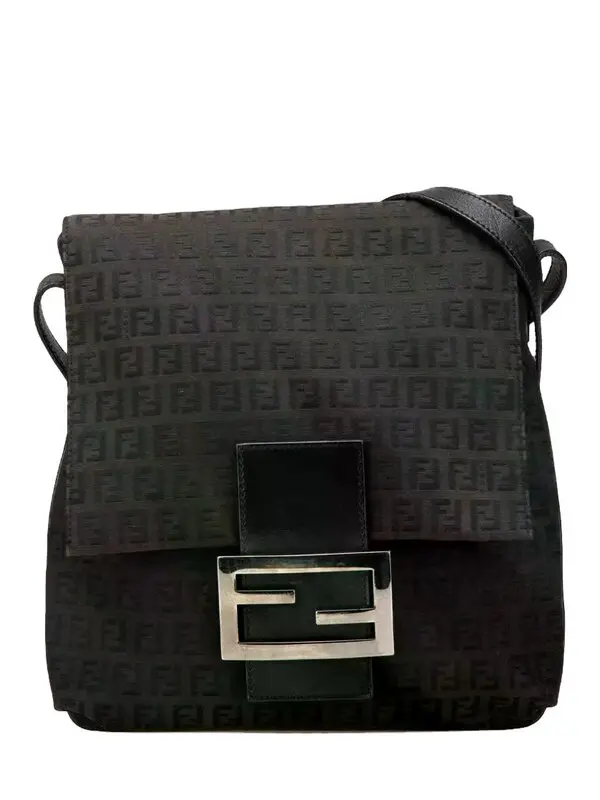 Fendi Zucchino Canvas Crossbody Bag - Black