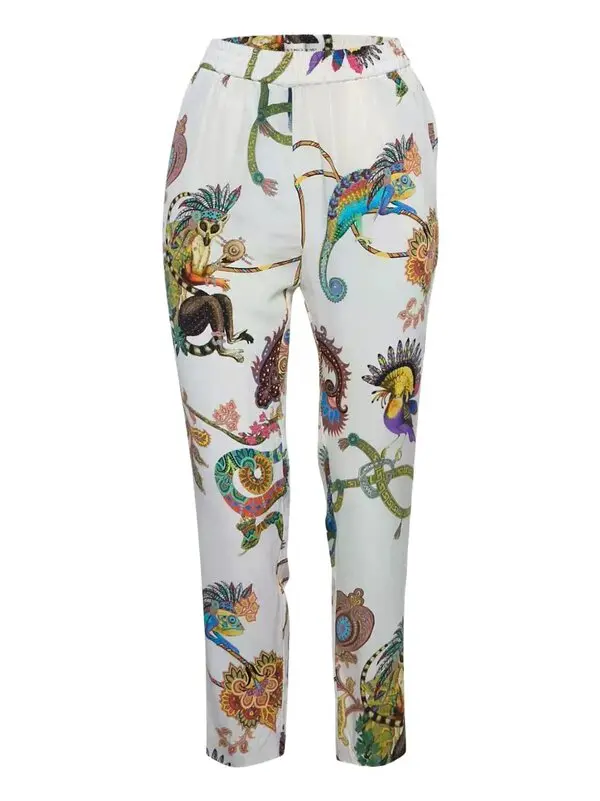 Etro Capri Paisley-animal Print Trousers - White