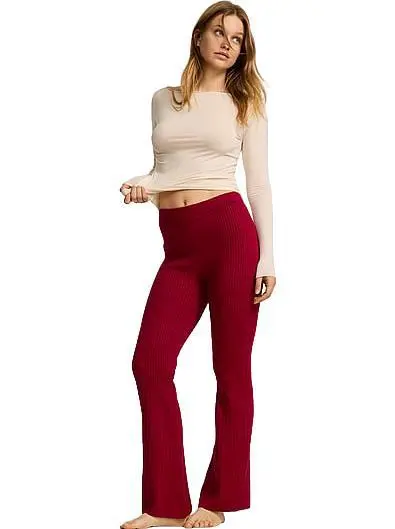 Victoria's Secret Luxe Cable-knit Flare Lounge Pants - Red