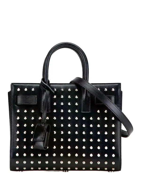 Saint Laurent 2014 Nano Grain De Poudre Studded Sac De Jour Satchel - Black