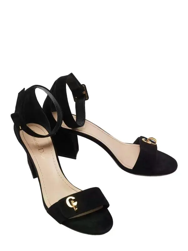 Dior 75mm Suede Buckle Sandals - Black