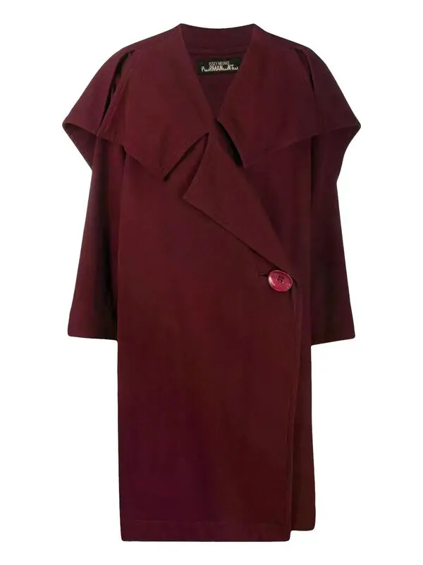 Issey Miyake 1980s Oversized Pleated Coat - Red