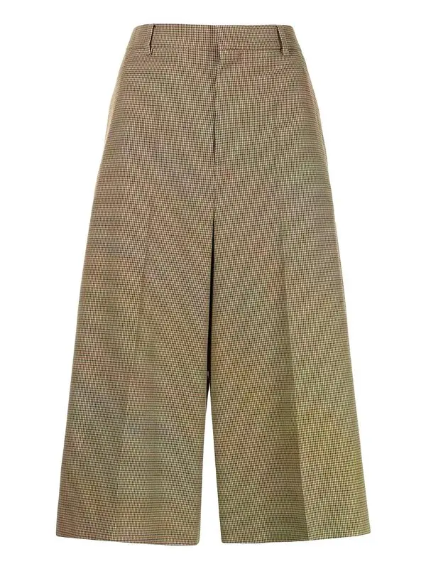 Celine 2019 Check-print Wool Culottes - Brown