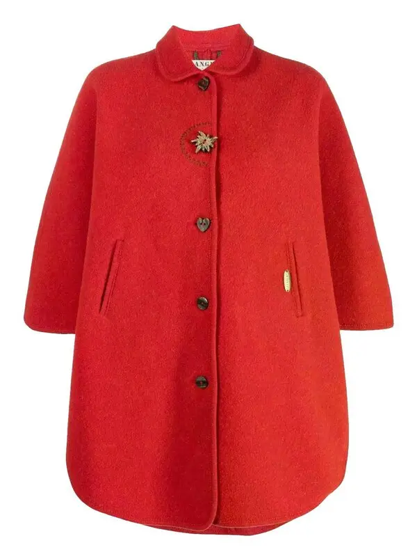 A.N.G.E.L.O. VINTAGE CULT 1980s Buttoned Curve-shaped Coat - Red
