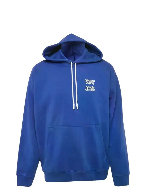 COUNTY OF MILAN Graphic-print Cotton Hoodie - Blue