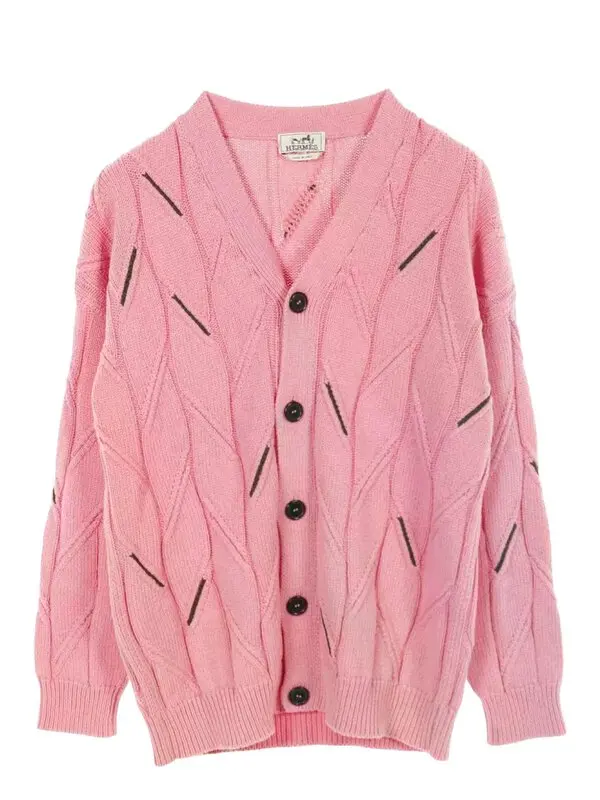 Hermès 2010s Cable-knit Cardigan - Pink