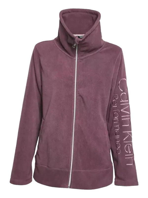 Calvin Klein High Neck Zip Fleece Jacket - Purple
