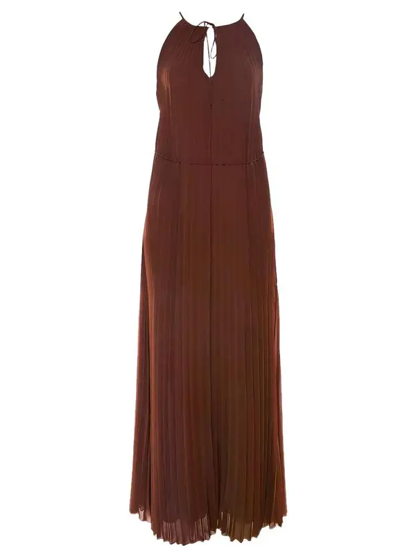 Elizabeth And James Pleated Halterneck Maxi Dress - Brown