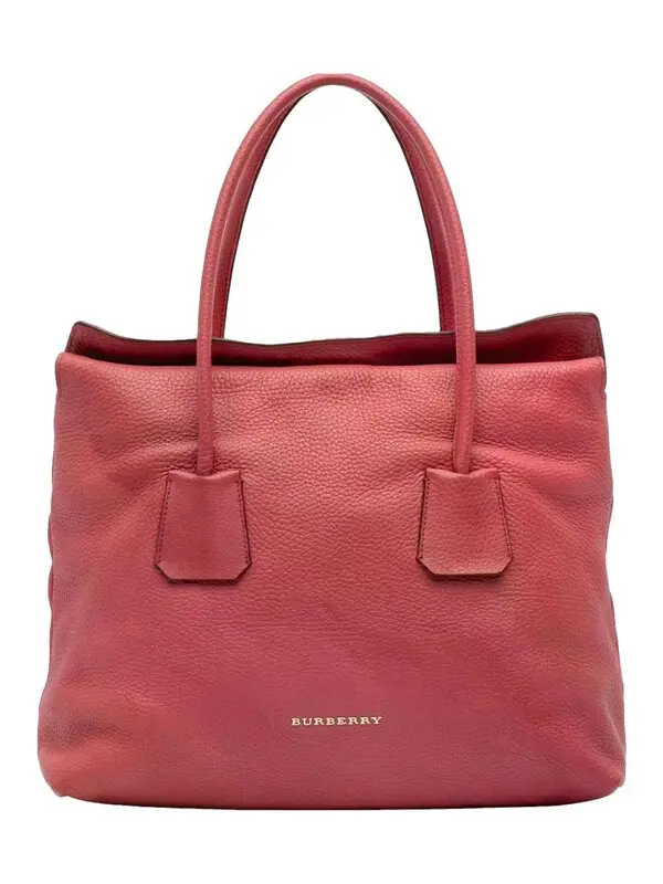 Burberry Grained Leather Baynard Tote Bag - Red