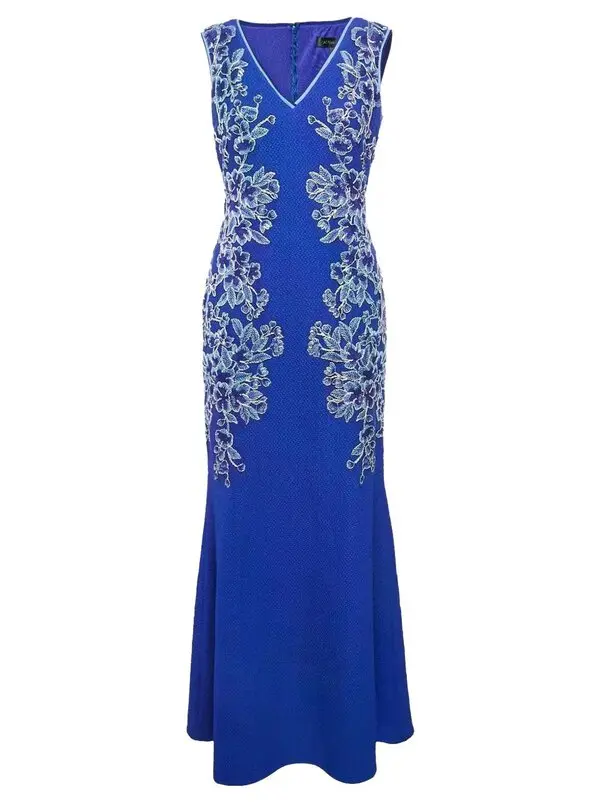 Tadashi Shoji Floral-embroidered Maxi Dress - Blue