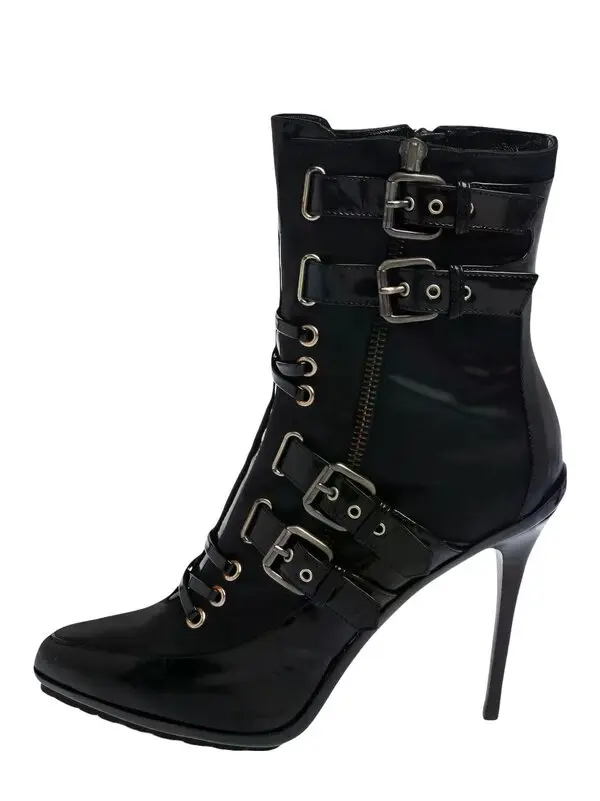 LE SILLA 135mm Leather Buckles Boots - Black