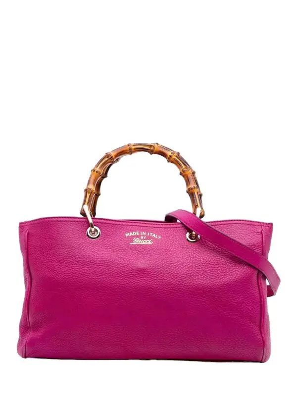 Gucci Calfskin Bamboo Shopper Satchel - Pink