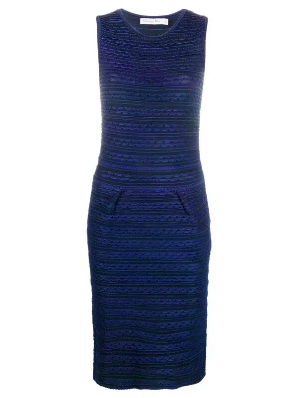Dior 2010s Scalloped Knit Dress - Blue