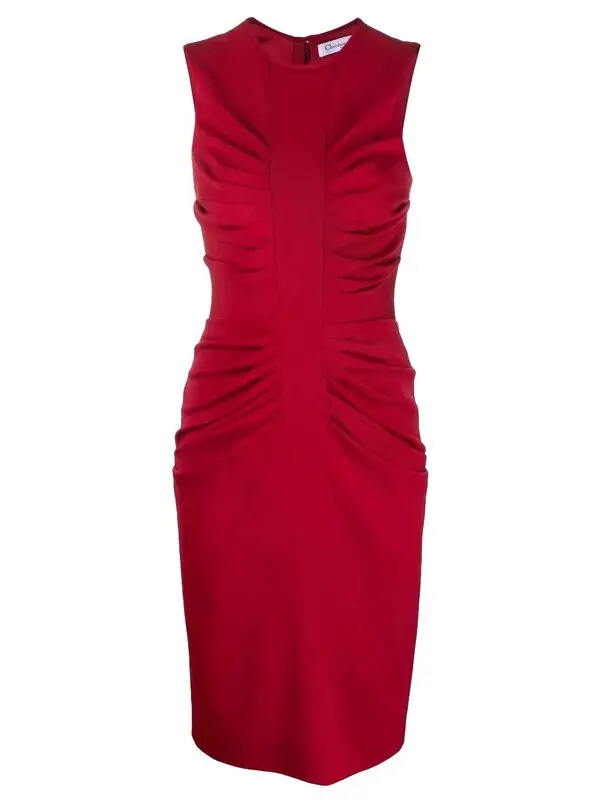 Dior 2010s Ruched Fitted Dress - Red
