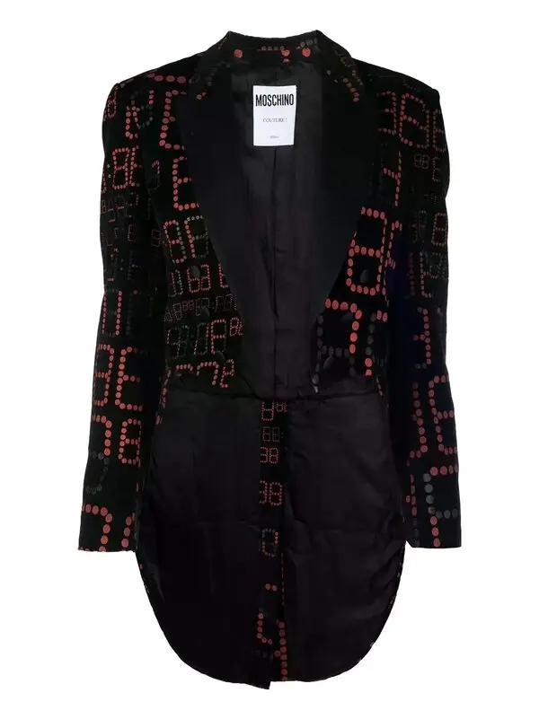 Moschino 2010 Number-print Asymmetric Jacket - Black