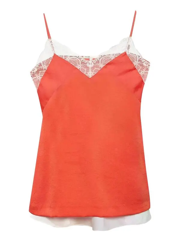 Maje Satin Lace Camisole Top - Orange