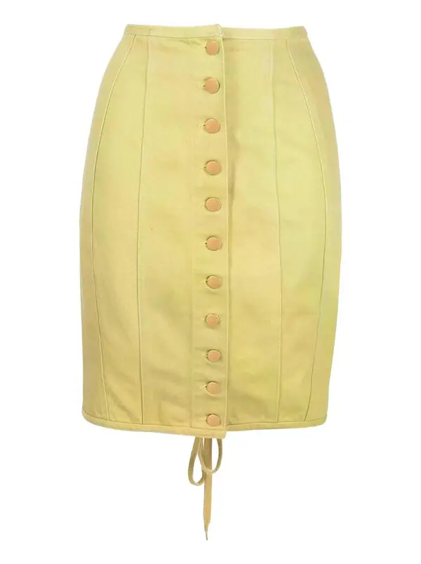 Jean Paul Gaultier 1989 Logo-button Denim Skirt - Green