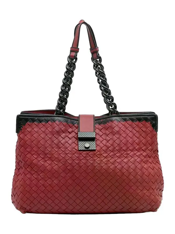 Bottega Veneta Nappa Intrecciato Karung Glass Tote Bag - Red