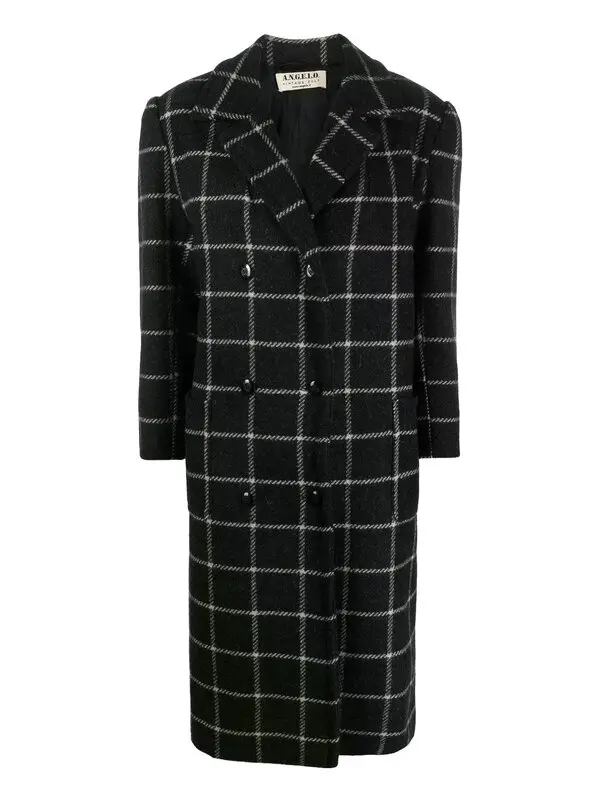 A.N.G.E.L.O. VINTAGE CULT 1980s Checkered Double-breasted Coat - Black