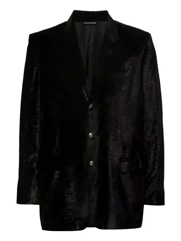 Versace 2000s Notched Lapels Jacquard-pattern Blazer - Black