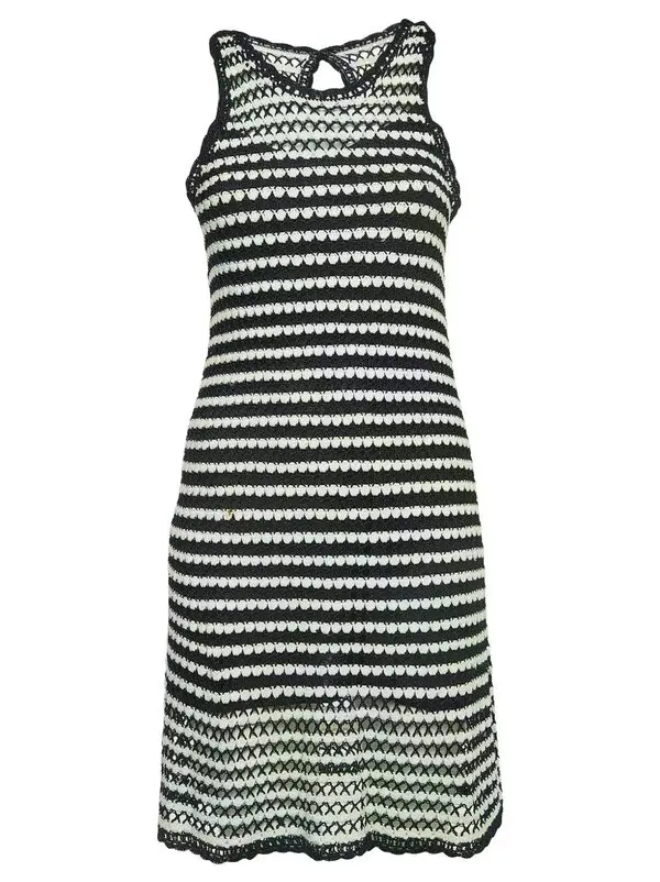 Diane Von Furstenberg Vintage Lace Striped Knitted Dress - Blue
