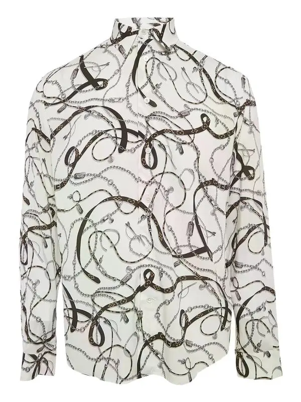 LOUIS VUITTON Chain And Belt-print Shirt - White