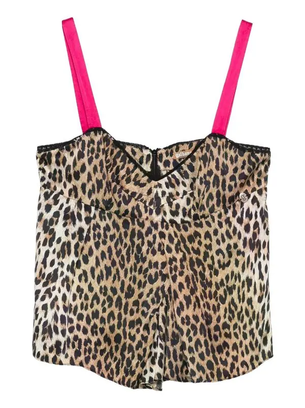 John Galliano 2000s Leopard Print Top - Neutrals
