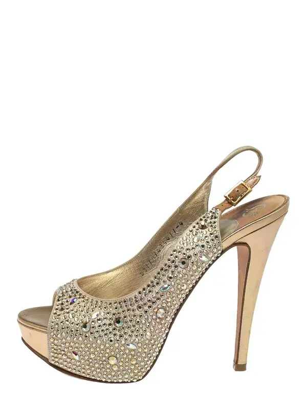 GINA 125mm Crystal-embellished Platform Sandals - Gold