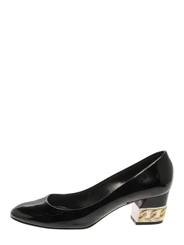 Casadei 50mm Patent Leather Chain Heel Pumps - Black