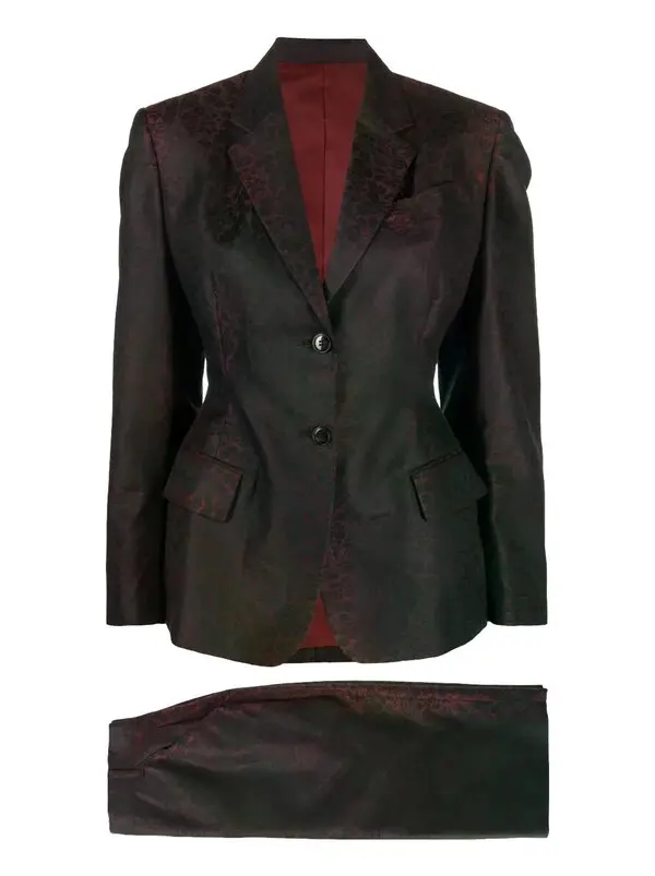 Jean Paul Gaultier Jacquard Skirt Suit - Red