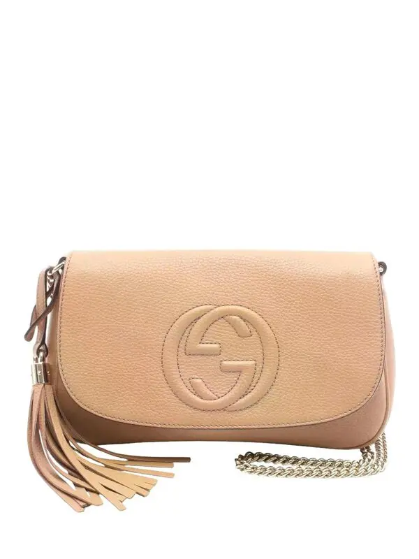Gucci Leather Soho Chain Flap Crossbody Bag - Brown