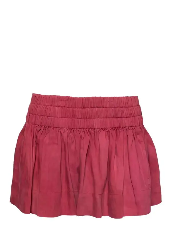 ISABEL MARANT VINTAGE Vintage Smocked Pleated Mini Skirt - Red