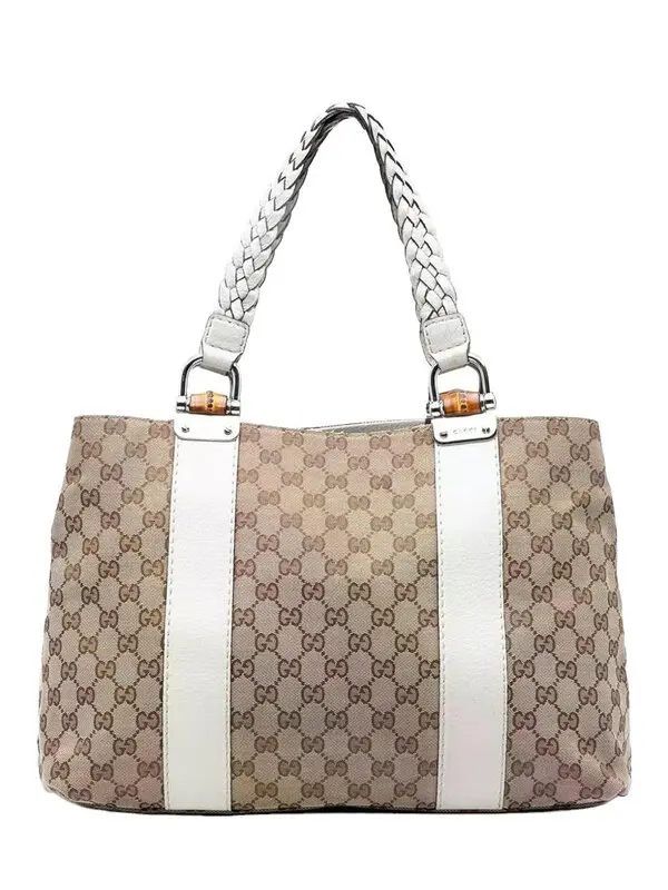 Gucci Gg Canvas Bamboo Libeccio Tote Bag - Brown