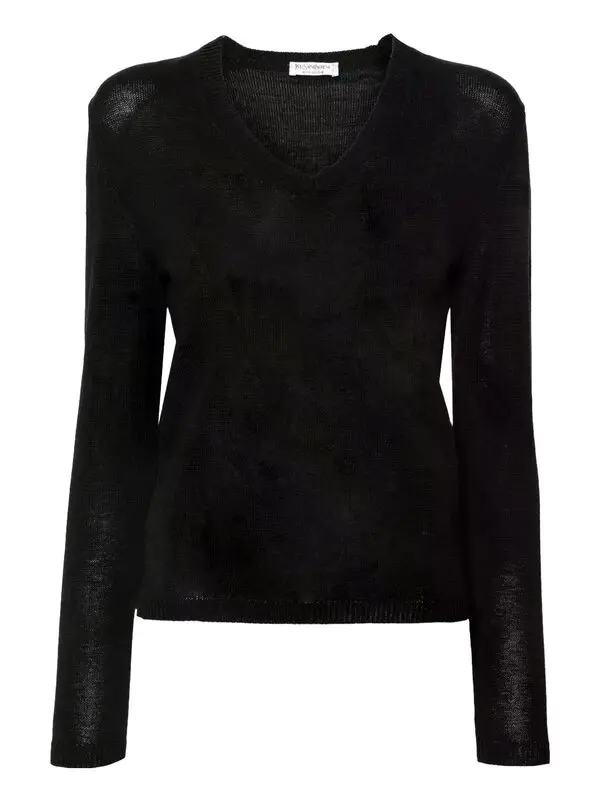 Saint Laurent 2000s V-neck Cotton Jumper - Black