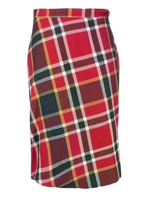 VIVIENNE WESTWOOD 1990s Plaid Midi Skirt - Red