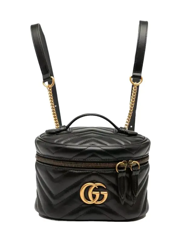 Gucci Mini Gg Marmont Matelassé Leather Round Backpack - Black
