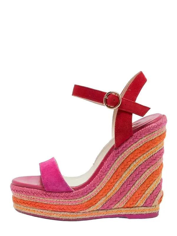 SOPHIA WEBSTER 135mm Suede Espadrille Wedge Sandals - Pink