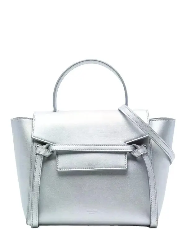 Celine 2018 Nano Laminated Calfskin Belt Bag Satchel - Silver