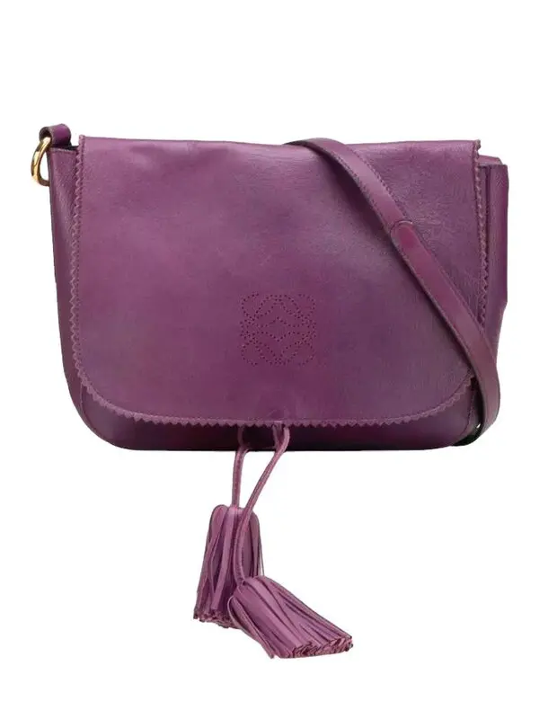 Loewe Anagram Tassel Crossbody Bag - Purple