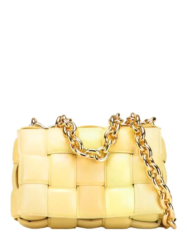 Bottega Veneta Nappa Intrecciato Padded Chain Cassette Satchel - Yellow