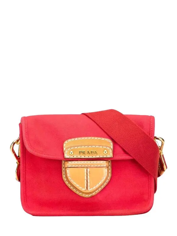 Prada Canapa Righe Crossbody Bag - Red