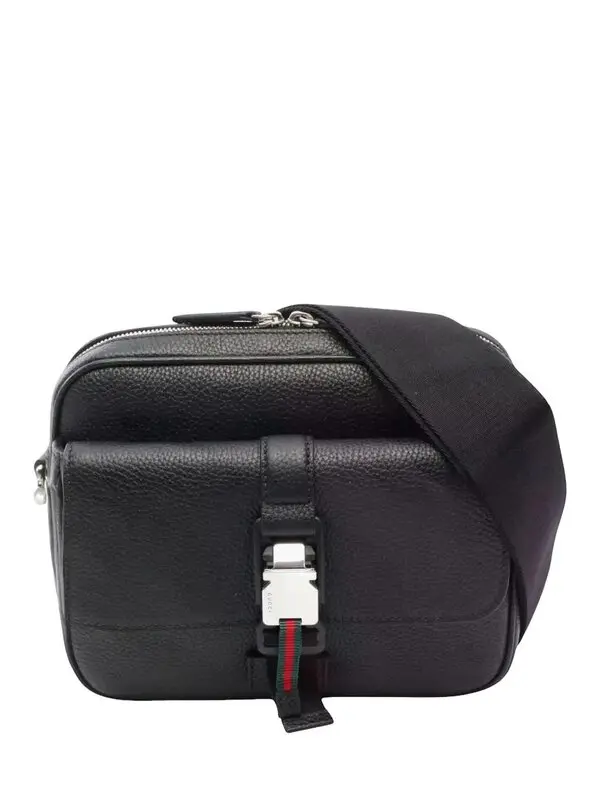 Gucci Leather Web Buckle Messenger Bag - Black