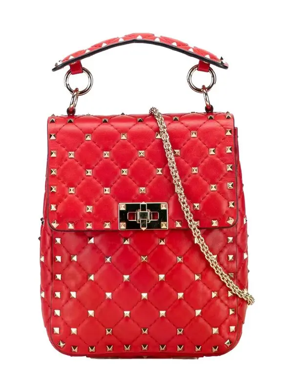 Valentino Garavani Nappa Rockstud Spike Vertical Satchel - Red
