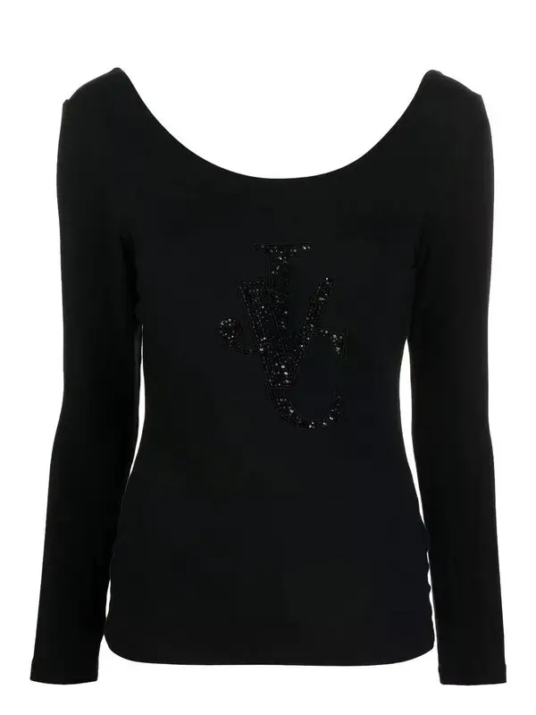 Versace 2000s Sequinned Long-sleeved Top - Black