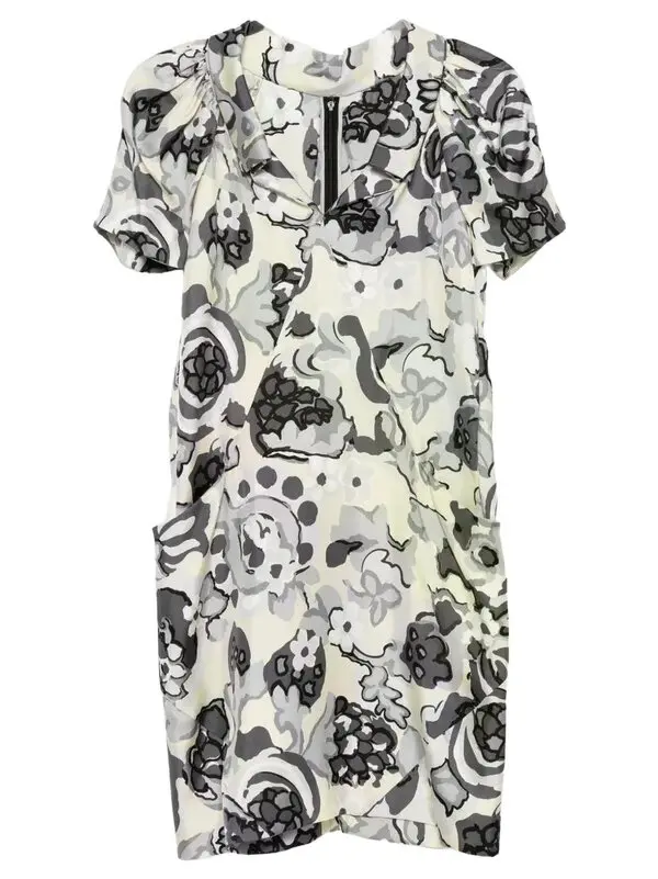 Balenciaga 2000s Floral-print Short-sleeve Dress - Grey