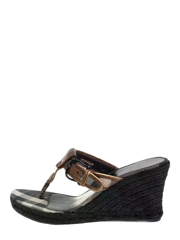 Burberry Metallic Wedge Sandals - Black