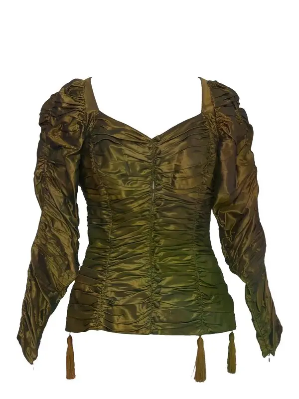 LOLITTA Lempicka Draped Silk Top - Green