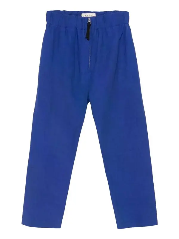 Marni 2021 Cotton-linen Blend Trousers - Blue