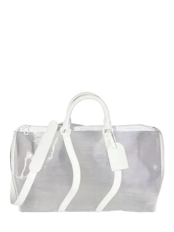 LOUIS VUITTON Keepall Bandoulière 50 Travel Bag - White